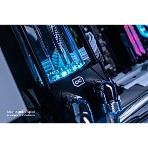 Alphacool Eisbecher Aurora 250mm Glass Reservoir with D5 Body (Pump Not Included), Black/Acetal