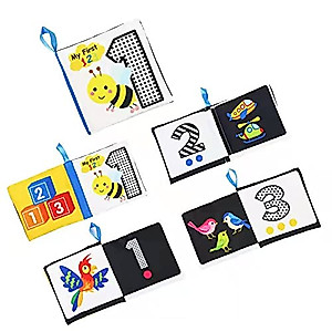 4 Crinkle Book Baby Toy High Contrast Black and White Newborn Book Soft Cloth Book Touch and Feel Sensory Fabric Book Soft Tip Book Early Education Learning Books Toy for 3 6 12 Months
