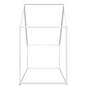 Merax Princess Metal Montessori Day Bed Twin House Floor Beds Frame for Boys Girls, Box Spring Needed,Easy Assemble (Twin,White)