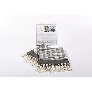 BRIDGE ISTANBUL Turkish Hand Towel Set of 2(18x35) Inches I 100% Cotton Decorative Kitchen Towel for Hand, Bathroom, Face, Hair, Farmhouse Decor, Tea, Dishcloth (Grey)