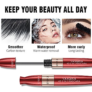 5x Longer Voluminous Eyelashes, 2 in 1 Vibely Mascara & Dark coffee Eyebrow Pencil & Black Eyeliner, Waterproof No Clumping (3 Set)