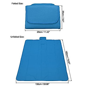 PATIKIL 71" x 59" Outdoor Picnic Blanket, Waterproof Foldable Beach Mat for Hiking, Camping, Park, Garden, Blue