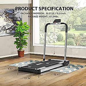 VIVOHOME 2 in 1 Under Desk Electric Folding Treadmill 2.25HP with APP, Watch Remote Control, LED Display and 12 Preset Programs Portable Workout Running Jogging Walking Machine for Home Office