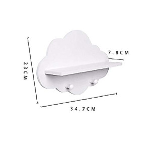 Hanger Rack, Cloud Shelves Cloud Shape Wood Floating Shelf White Floating Shelves Wall Mount Display Board Coat Hanger Storage Rack Nursery Accessories
