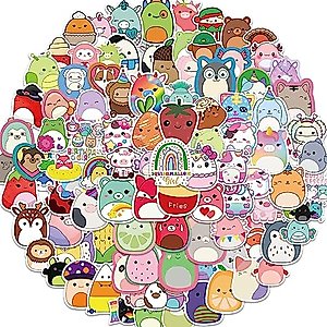 Cute Squishmallows Stickers 100 Pack Cartoon Animal Aesthetic Sticker Decals for Kids Grils Boys Teens Squishmallows Stickers for Water Bottle Notebooks Party Favor Bags and Centerpieces