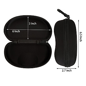 Nicunom 6 Pack Sunglasses Case Portable Travel Glasses Case, Zipper Shell Eyeglasses Cases with Hook and Cleaning Cloth
