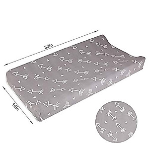 BORITAR Changing Pad Covers Soft Stretchy Jersey Knit 2 Pack, Semi-Waterproof Chang Table Covers for Boys with Grey Arrow and Circle Printed