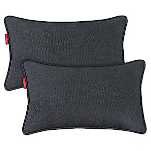Pcinfuns Outdoor Lumbar Pillows 20x12 inch,Outdoor Patio Furniture Throw Pillows with Inserts,Decorative Pillows for Garden Couch Home Sofa Office Chair,2 Pack,Black Grey