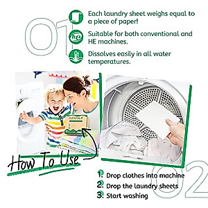 CLEARALIF Laundry Detergent Sheets up to 160 Loads (80sheets), Unscented, Laundry Detergent Strips Eco Friendly & Hypoallergenic
