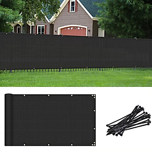COARBOR 5'x44' Vinyl Coated Polyester (PVC) Mesh Privacy Fence Screen Fencing for Back Yard Deck Patio Garden Blocker Barrier 80% Blockage with Gommets on Edges 280GSM-Black
