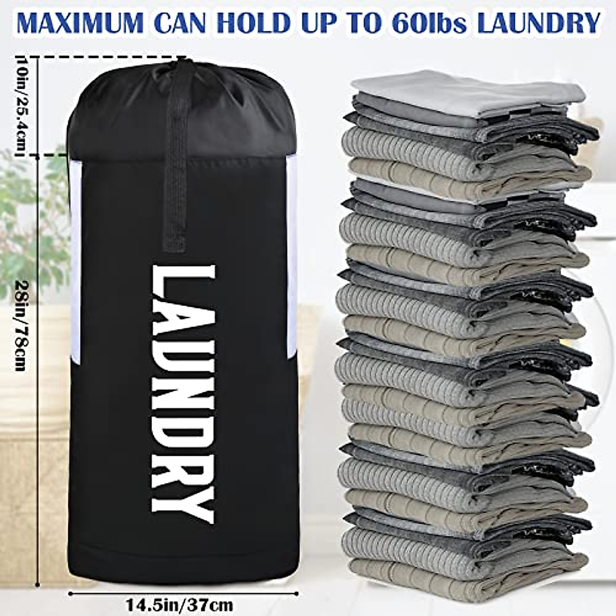 Laundry Backpack, Laundry Bag Backpack Extra Large Heavy Duty, 115L Travel Laundry Bags with Shoulder Straps Dirty Clothes Bag Backpack with Drawstring Closure for Camp College Dorm Laundromat