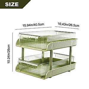 Under Sink Organizers And Storage, 2 Tiers Plastic Storage Basket Drawers With Handle, Multi-Purpose Pull Out Cabinet Organizer Shelf, Counter Organizing Tray For Kitchen, Bathroom, Office