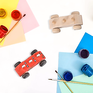 Zhanmai 6 Pcs Wooden Toy Cars to Paint Wood DIY Car Toys Unfinished Wood Race Cars Bulk Paintable Wooden Cars Crafts for Home Activities Easy Woodworking and Family Time Set