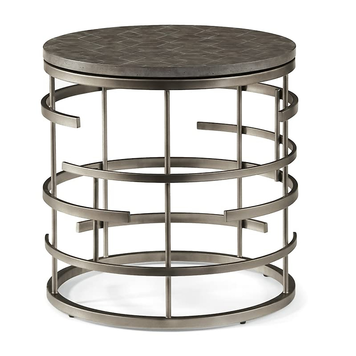 BOWERY HILL Concrete Top and Metal Base Gray Finish Lamp Table