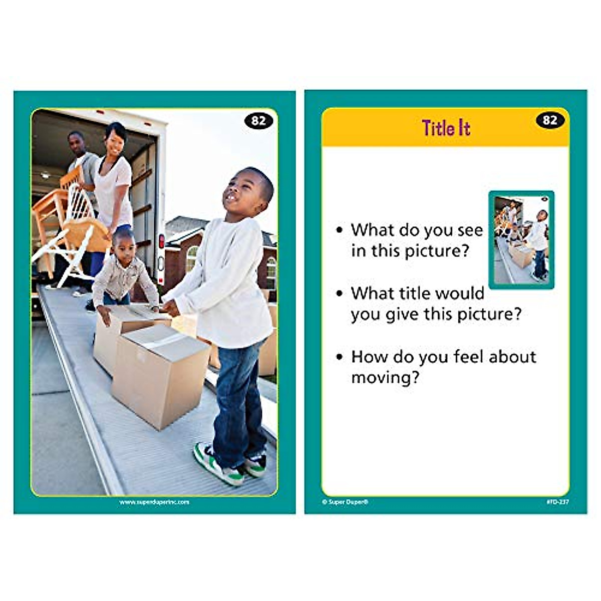 Super Duper Publications | Photo Understanding Inferences and More! Super Fun Deck | Critical Thinking Flash Cards | Great for Autistic Children | Ask Literal, Inferential, or Expansion Questions
