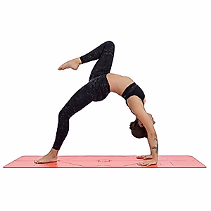 LIFORME Love Travel Yoga Mat- Free Yoga Bag, Patented Alignment System, Warrior-Like Grip, Non-Slip, Eco-Friendly, Ultra-Lightweight, Sweat Resistant, Long, Wide and Thick (Red)
