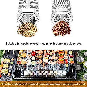 Pellet Smoker Tube DIMESHY for All Grill Electric, Charcoal, Gas Charcoal or Smokers, Cold or Hot Smoking- 12" 304Stainless Steel smoker Perfect for Smoking Cheese Nuts Steaks Fish Pork Beef