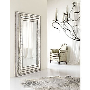 Hooker Furniture Melange Glamour Floor Mirror w/Jewelry Armoire Storage, Champagne-Colored Antique Silver and Gold
