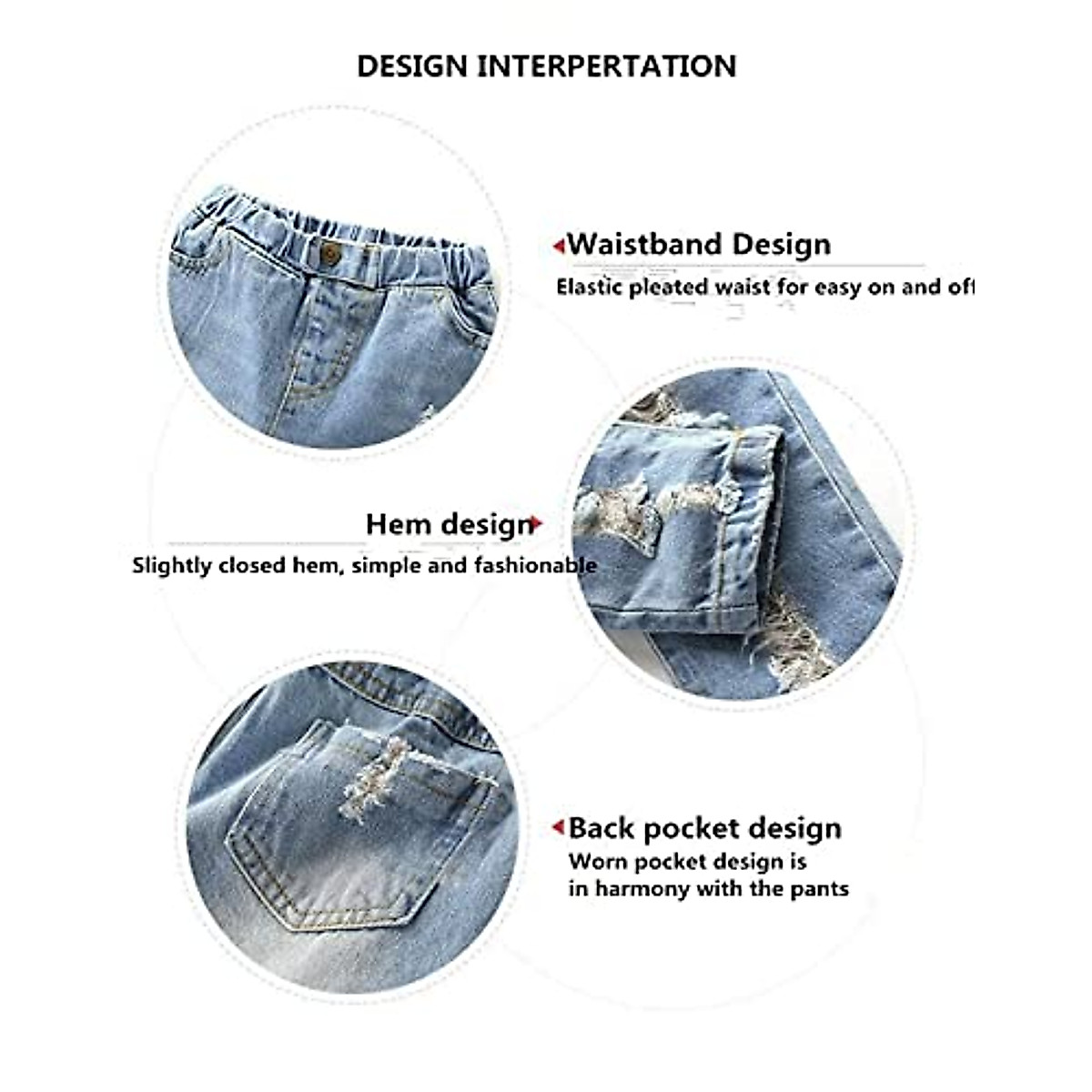 TJTJXRXR Little Baby Boys Girl Ripped Western Jeans Kids Girls Friend Style Denim Pants (2-3Years, Blue)