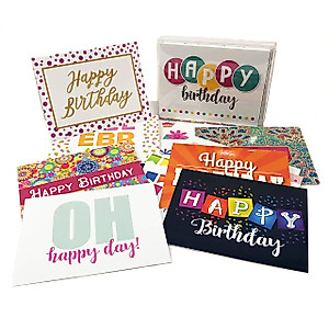 Stonehouse Collection 48 Birthday Card Assorted Pack - USA Made - 16 Unique Assorted Designs Blank Cards - Bulk Boxed Set (48 Card)