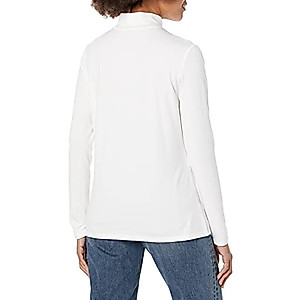 Amazon Essentials Women's Classic-Fit Long-Sleeve Mockneck Top (Available in Plus Size), White, Small