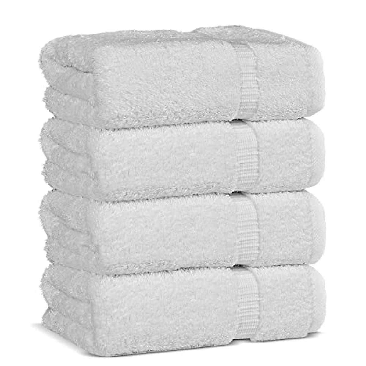 Chakir Turkish Linens 100% Cotton Premium Turkish Towels for Bathroom | 16'' x 30'' (4-Piece Hand Towel, White)