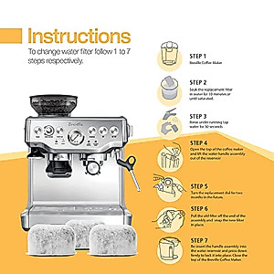 6-Pack Replacement Charcoal Water Filters Compatible with Breville BWF100 and Keurig Brewers - Premium Activated Charcoal Filters For All Breville Coffee Makers and Keurig 2.0 & 1.0 Machines