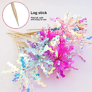 JOGILBOY 10 Pcs Happy Birthday Cake Toppers Foil Firework Cupcake Toppers Sparkle Tinsel Drink Stirrers Flowers Cake Decoration Cocktail Food Fruit Toothpick for Cake Decoration Party Supplies