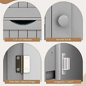 Giantex Bathroom Storage Cabinet with Drawers - 4 Drawer Storage Organizer w/Cupboard, Adjustable Shelf, Anti-Toppling Device, Entryway Storage Unit Console Table, Bathroom Floor Cabinet (Gray)