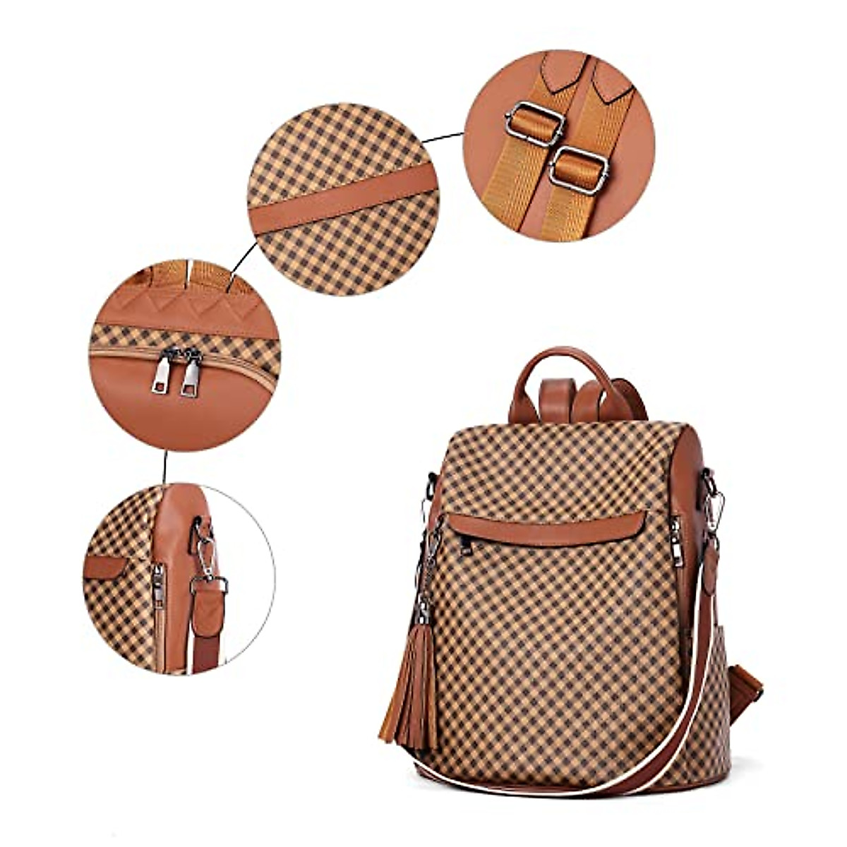 Telena Backpack Purse for Women, PU Leather Anti Theft Travel Purse Shoulder Bags with Tassel