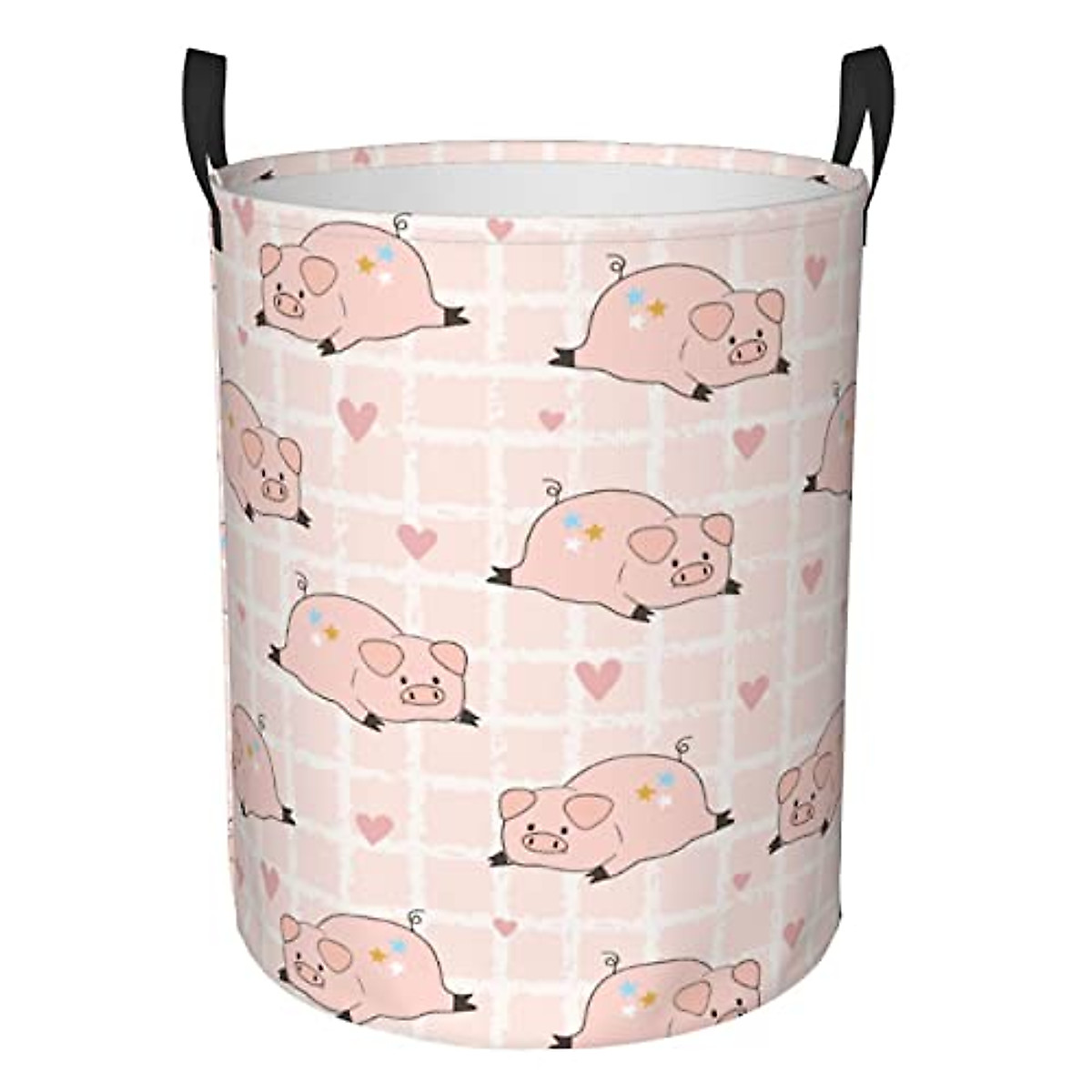 Cute Cartoon Bee and Flower Collapsible Laundry Basket with Handle Waterproof Hamper Storage Organizer Large Bins for Dirty Clothes Medium