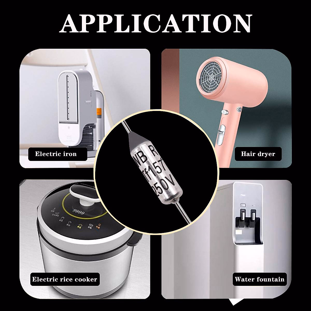 Tnisesm 10 Pcs 184 C Metal Thermal Cutoffs Thermal Fuse 10A 250V with Non-Insulated Butt Connectors(22-18 AWG) for Motor Transformer Electric Industrial Home Appliance 184°+BN0.75