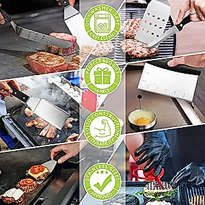 HaSteeL Griddle Grill Accessories 16PCS, Metal Spatula Stainless Steel with Carrying Bag, Professional BBQ Griddle Tools Kit for All Your Grilling Needs - Teppanyaki Flat Top Cooking and Camping