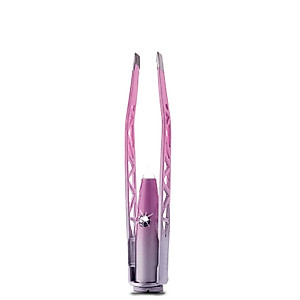 La-tweez Pro Illuminating Tweezers & Mirrored Carry Case with Diamond Dust Tips, Pink Ombre, 0.5 pound