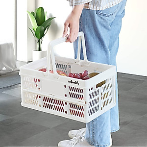 ZHJINGYU crates for storage,plastic baskets for organizing,Plastic Storage Crate,Foldable Milk crate with Handles,collapsible storage crate,car basket,for Kitchen,Bathroom,Medicine