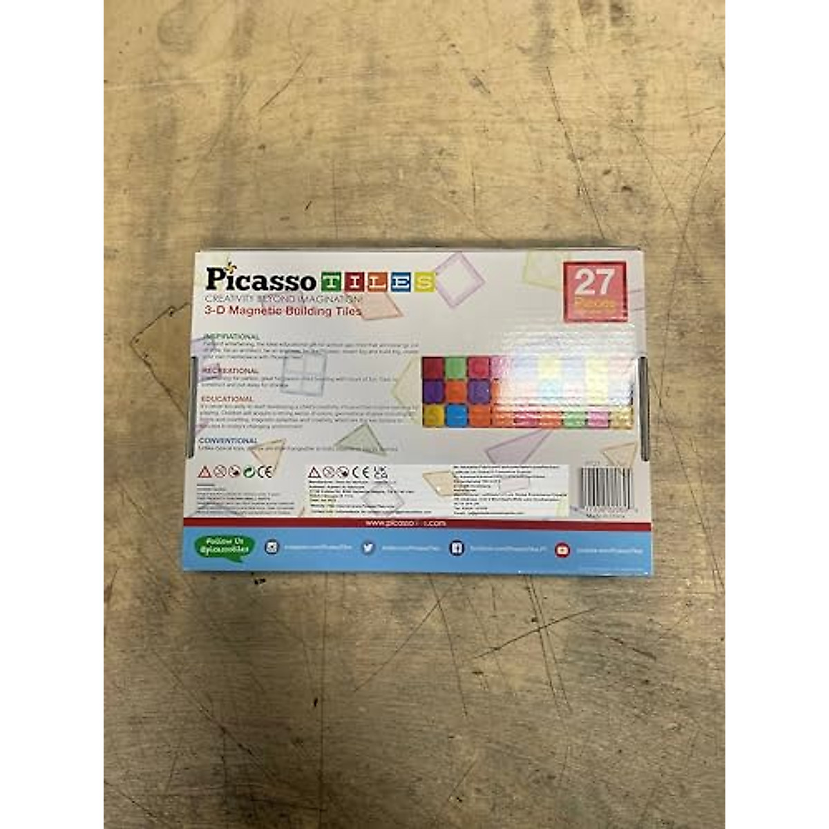 PicassoTiles PT27 Magnetic Building Blocks Alphabet Toy Set Magnet Tiles Construction Toys 3D Clear Color Stacking Block Toy STEM Playboard, Learning by Playing, Creativity Beyond Imagination
