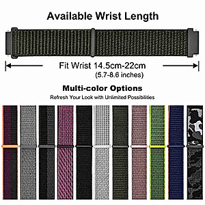 WOCCI 20mm Adjustable Nylon Watch Band, Quick Release Sport Loop Strap (Army Green)