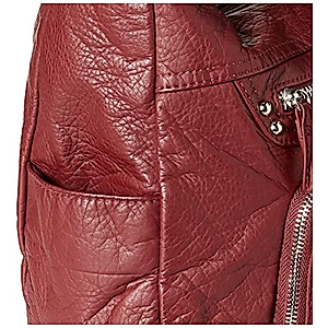 Bueno of California Grainy Washed Organzier Shoulder Bag, Wine