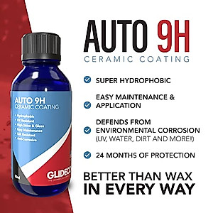 Glidecoat Auto 9H Ceramic Coating 50ML - Ceramic Coating Kit - Professional Protection with Easy Application! High Gloss - Extremely Hydrophobic