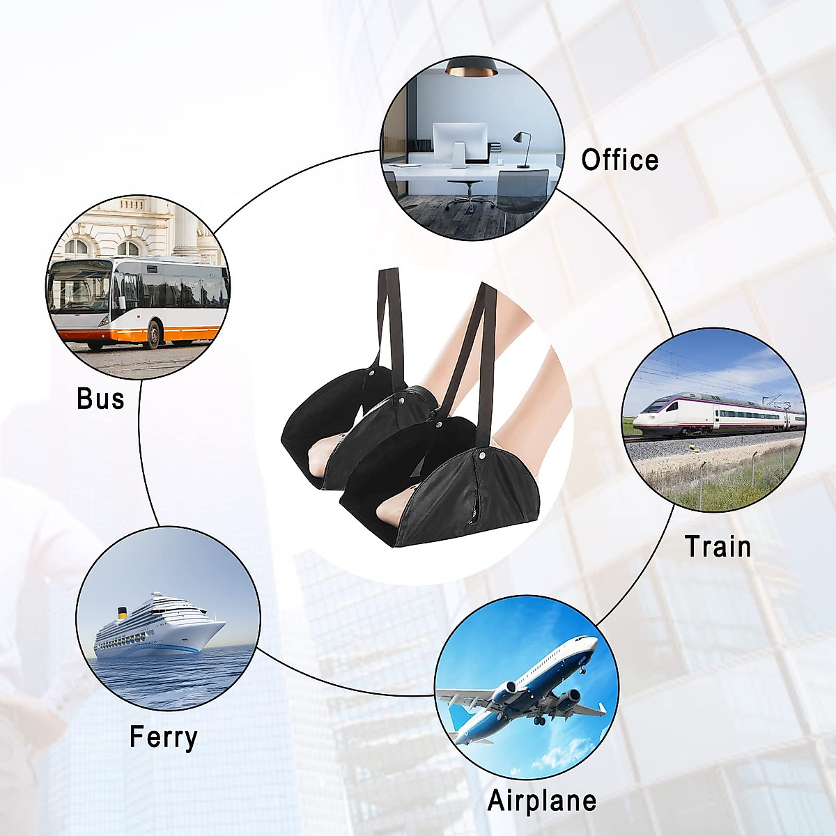 Airplane Footstool with Comfortable Non-Collision Base, Portable Travel Footstool with Eye Mask, Airplane Travel Accessories to Reduce Swelling and Soreness,Traveler's Gift (Black)