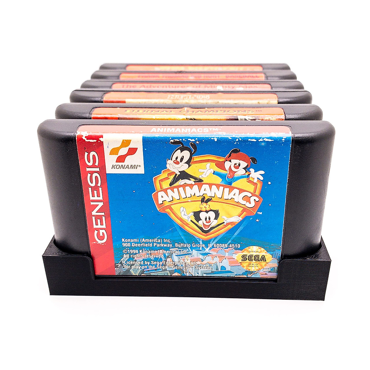 Game Cartridge Holder for Sega Genesis - Tray Holds 6 Games - Mega Drive Display