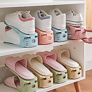 ESAAH 10 Pack Adjustable Shoe Slots Organizer, Shoe Holders Rack Shoe Racks Space Saver for Closet Organization,Blue (Color : Blue)