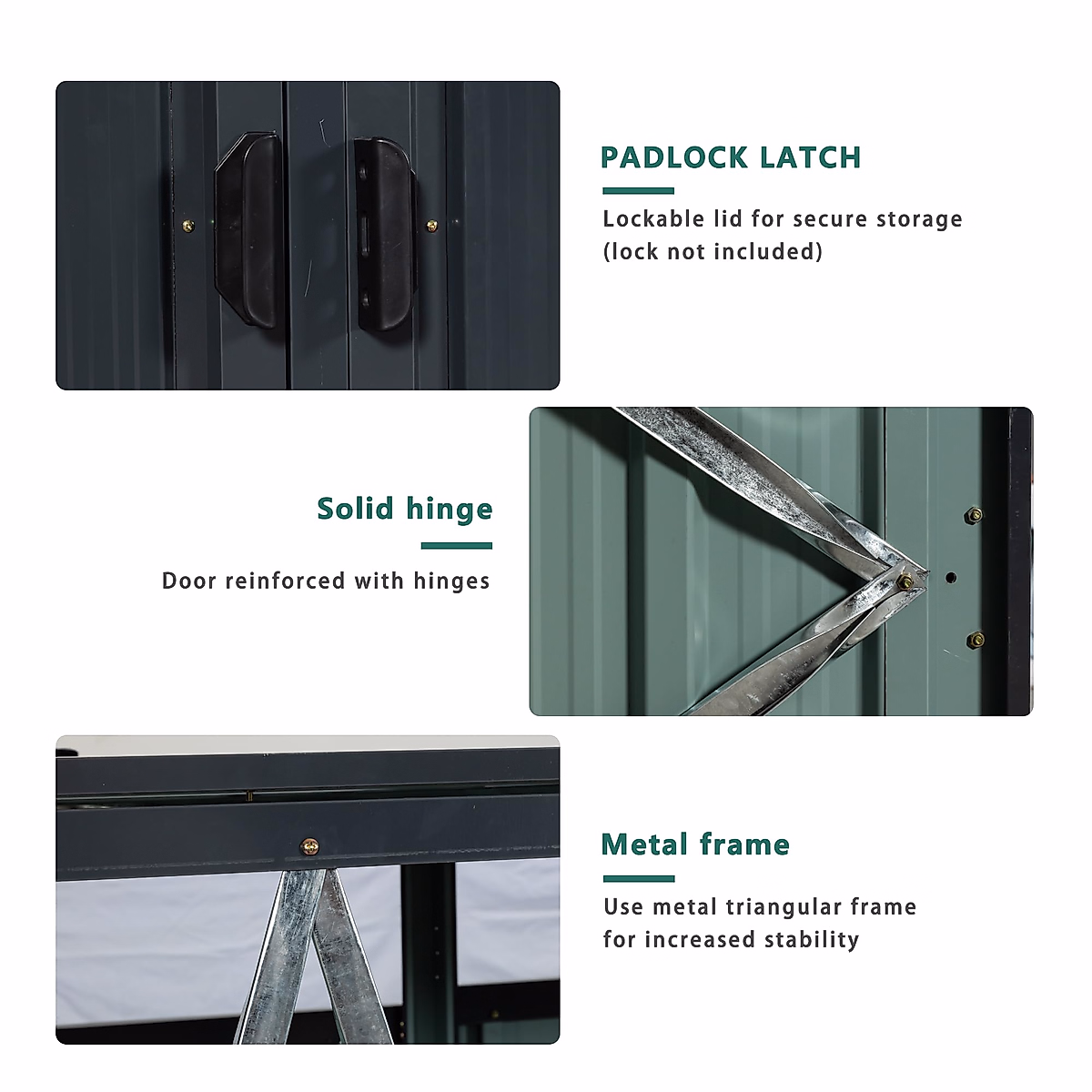 Outdoor Garbage Bin Storage Shed,Galvanized Steel Storage Shed with Lockable Doors,Perfect for Patio Storage of Trash Cans and Tools (Black-3)