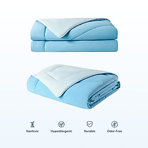 REST Evercool™ Cooling Comforter, Cooling Blanket for Hot Sleepers, Night Sweats, Menopause Hot Flash. Buttery Soft, Nontoxic, Hypoallergenic, Machine Washable, All Season Duvet, Blue Queen 90"x90"