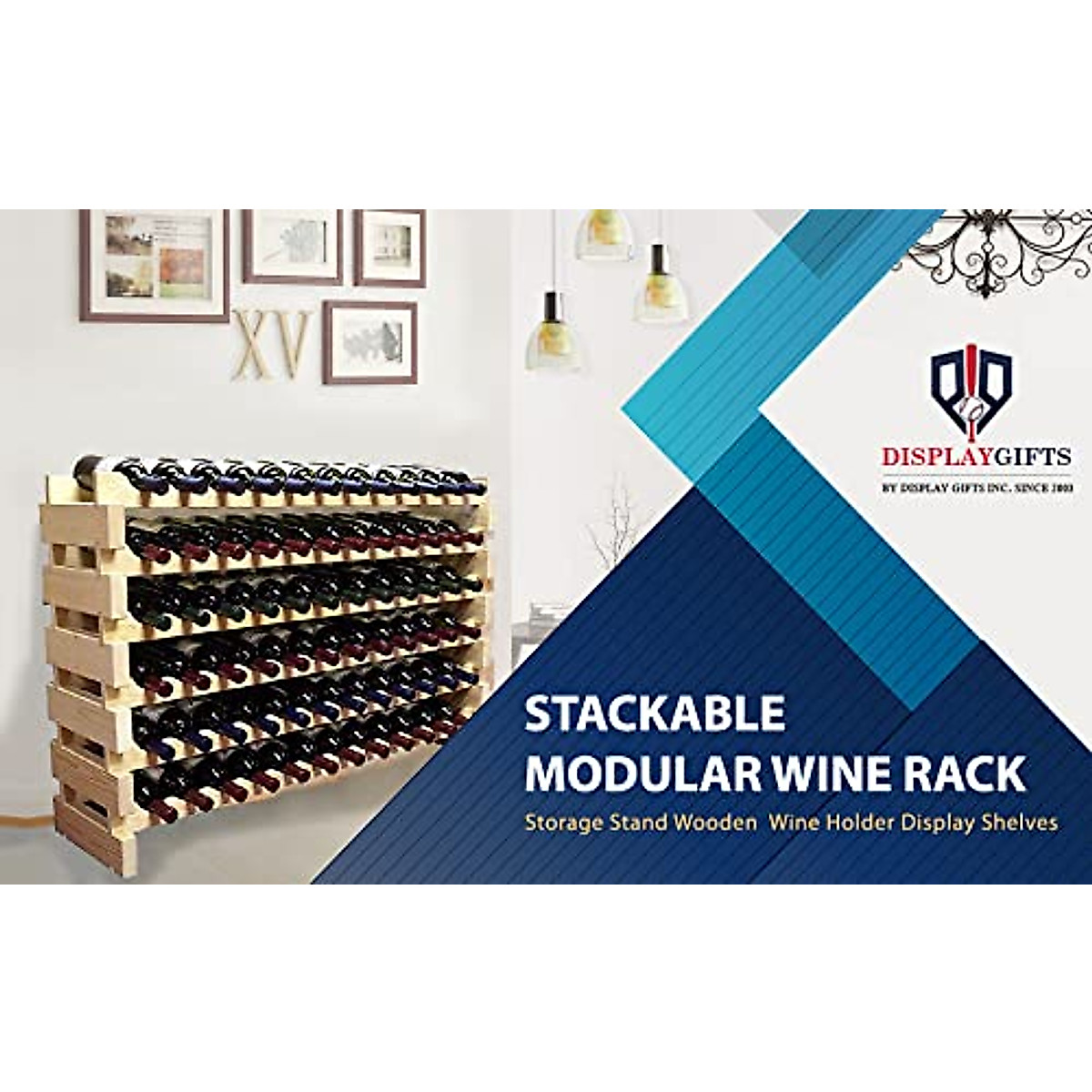 Stackable Modular Wine Rack Wine Storage Rack Holder Display Shelves for Wine Cellar or Basement , Freestanding Wine Rack Thick Wood Wobble-Free (Unfinished, 12 X 6 Rows (72 Slots))
