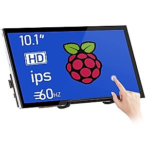 HMTECH Raspberry Pi Screen 10.1 Inch Touchscreen Monitor 1024x600 Portable HDMI Monitor 16:9 IPS Screen Display for Raspberry Pi 4/3/2/Zero/B/B+ Win11/10/8/7, Free-Driver