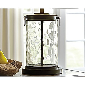 Signature Design by Ashley Tailynn Modern 25.25" Glass Table Lamp with Hardback Shade, Clear