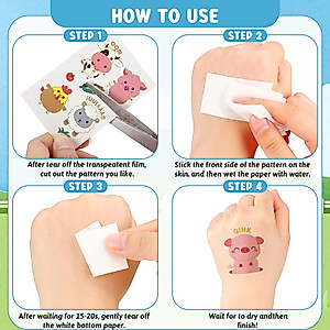 Estune 500 Pieces Farmhouse Animal Temporary Tattoos for Kids farmhouse Animal Tattoos Kids Tattoo Stickers for Kids Pig, Calf, Lamb, Chick Animal Temporary Tattoos for Teens Theme Party Supplies