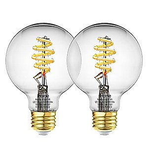 iHome Spectra Smart Spiral Edison Bulb, G25/E26 LED White Lights, 400 Lumens, 5.5W (40W Equivalent), Tunable and Dimmable White WiFi Smart Bulb, Works with Alexa and Google Home, 2 Pack