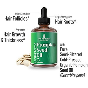 Pumpkin Seed Oil For Hair Growth. Cold-Pressed, Vegan Topical Serum For Thickening, Moisturizing, Strengthening. Women + Men Scalp Treatment For Weak, Dry Hair 1oz